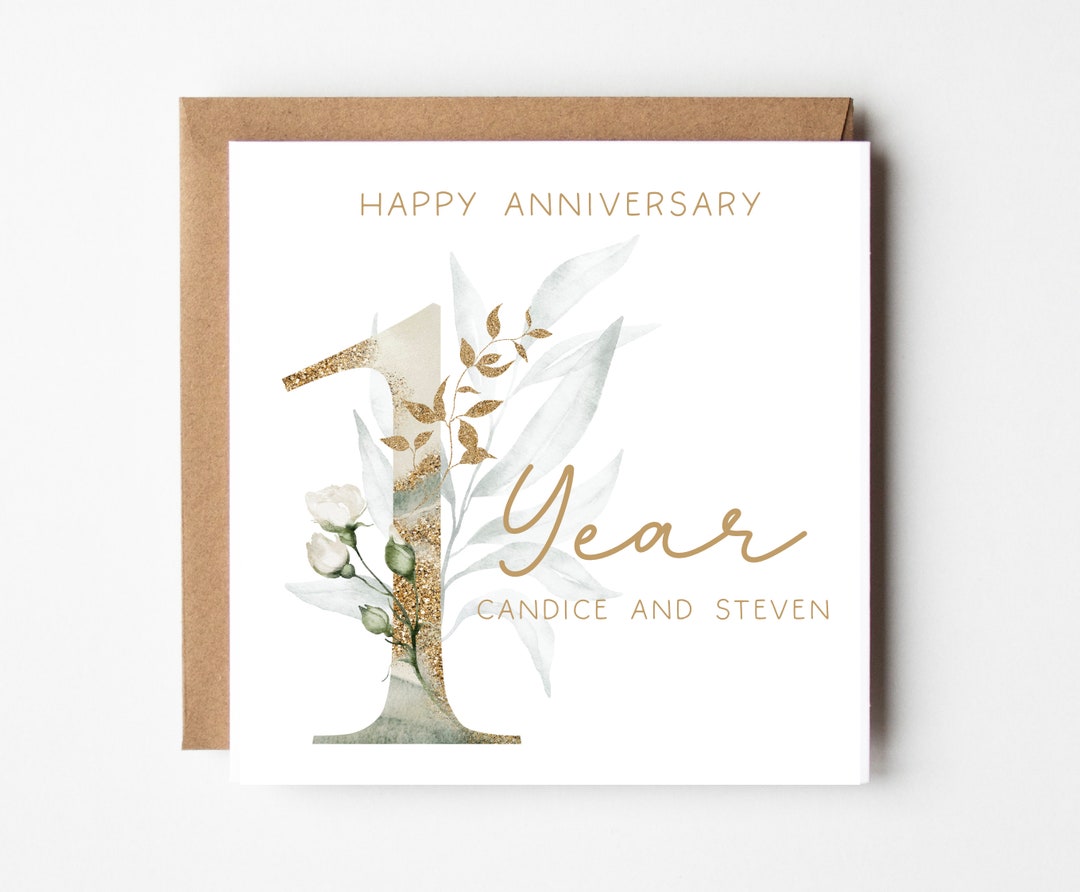 1st Year Anniversary Card Personalised - One Year - Paper Anniversary ...