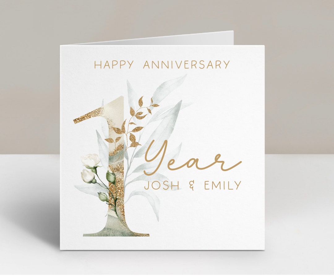 1st Year Anniversary Card Personalised One Year Paper - Etsy