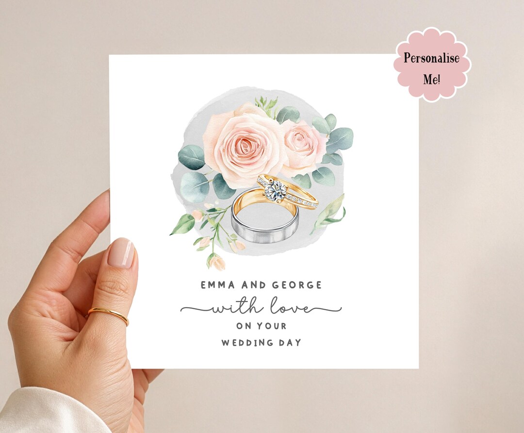 Personalised Floral Wedding Rings Card - With Love - Etsy