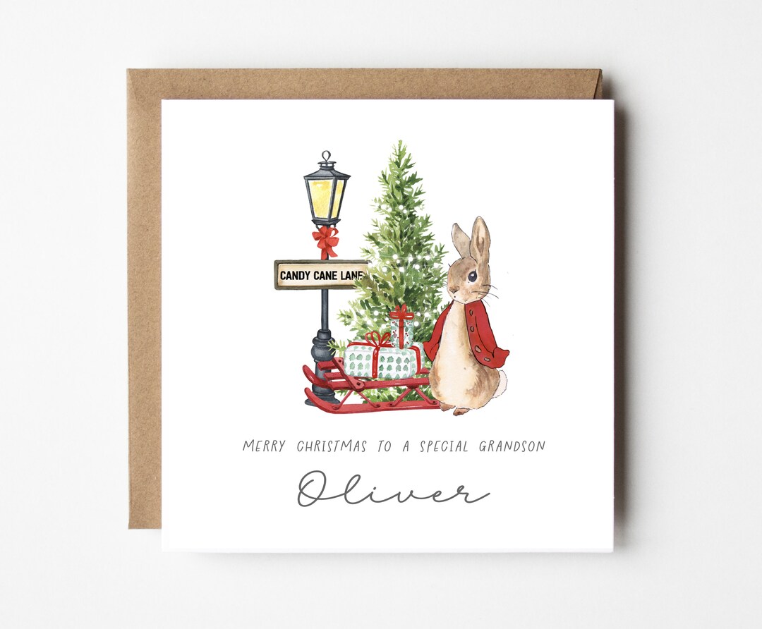 Personalised Peter Rabbit Christmas Card for Granddaughter Niece Little ...