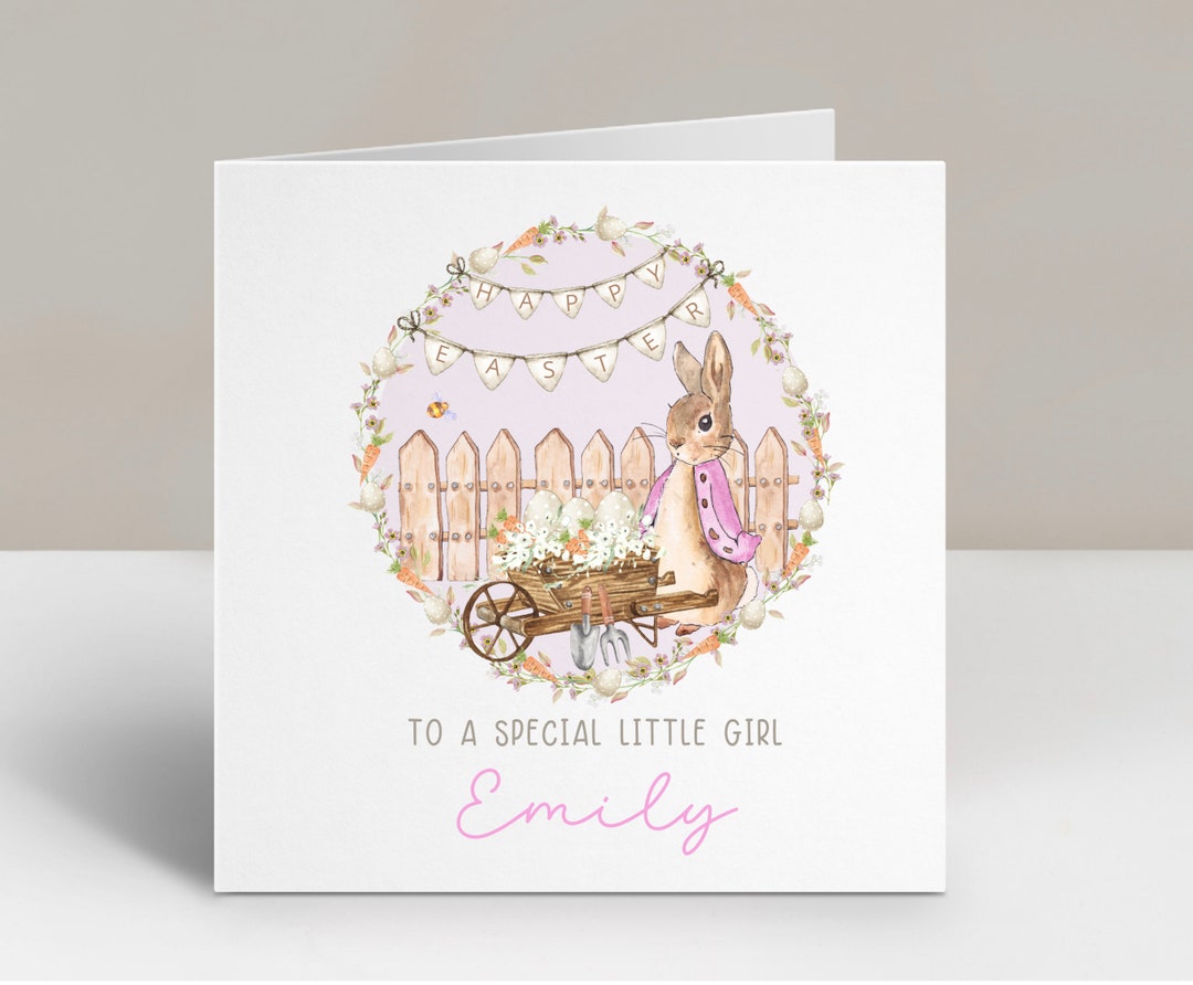 Personalised Girls Peter Rabbit Easter Card Happy Easter for a Little ...