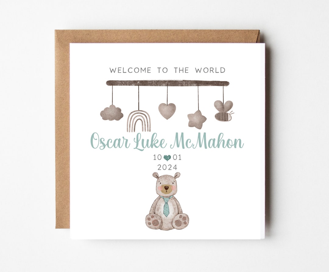 New Baby Boy Card welcome to the World Personalised Congratulations New ...