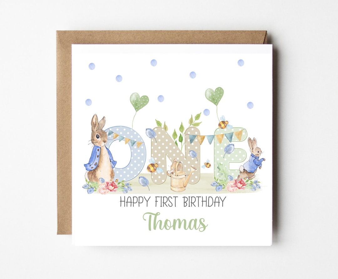 Personalised Peter Rabbit Boys Girls 1ST Birthday Card Greeting Card ...