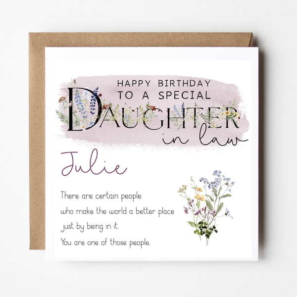 Daughter in Law Birthday Cards - Etsy UK