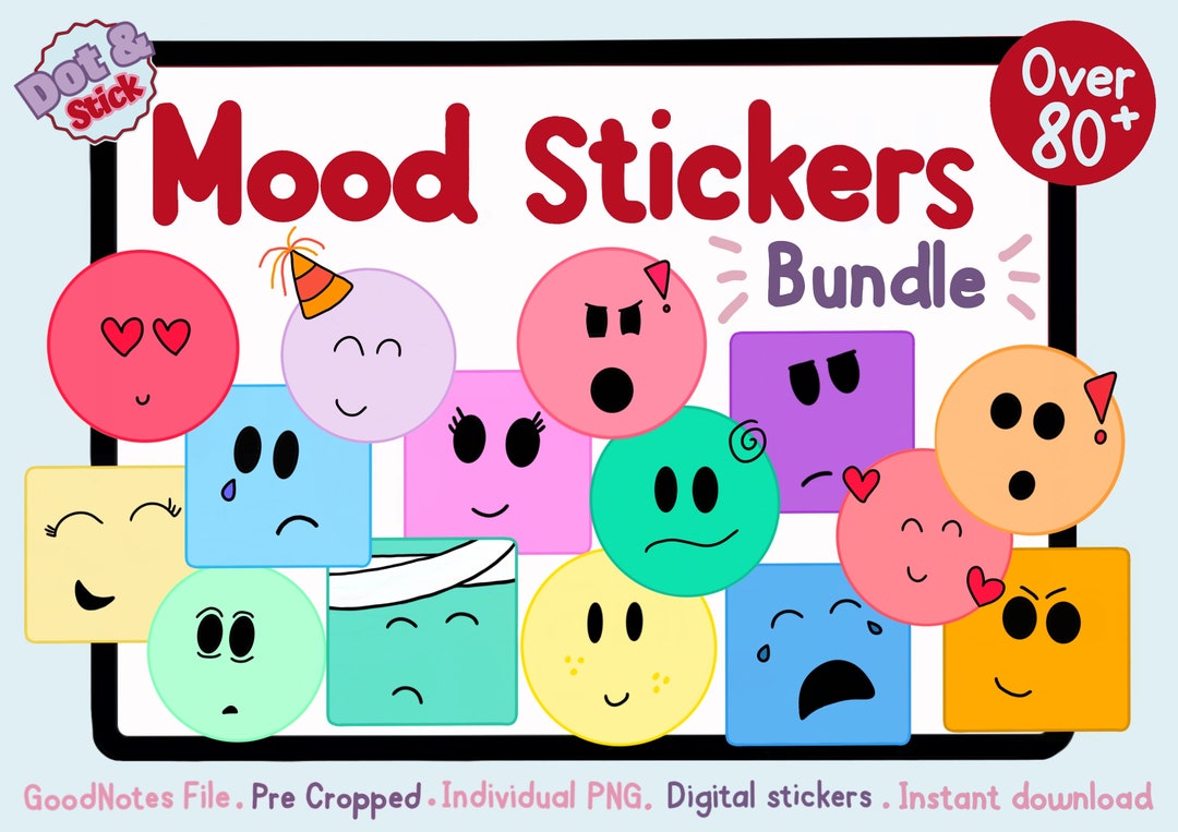 Mood Digital Stickers BUNDLE! L Emoticon Face Emotion Tracker - Etsy