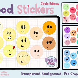 Mood Digital Stickers L Emoticon Face Emotion Tracker circle - Etsy