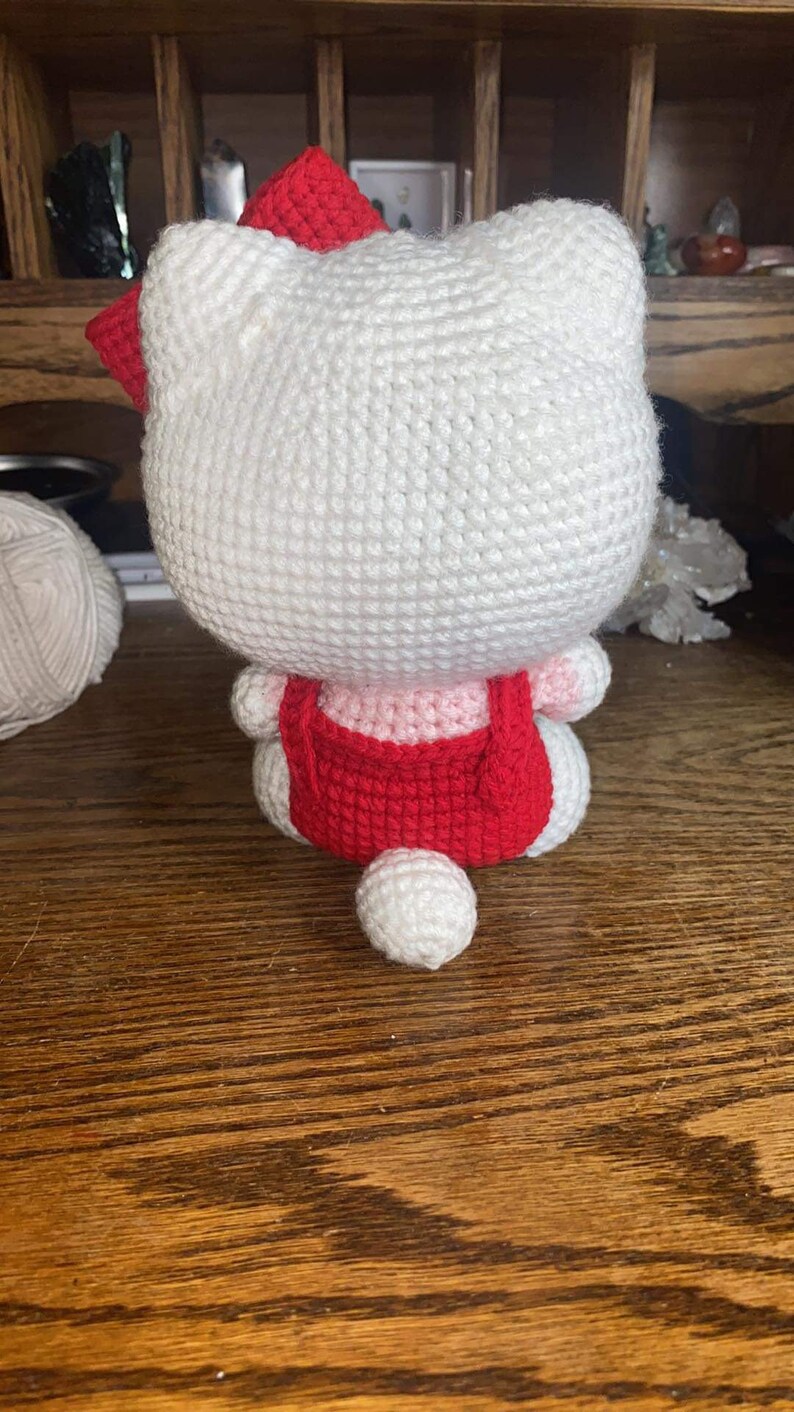 Handcrafted Crochet Kitty Red Bow Plush - Etsy