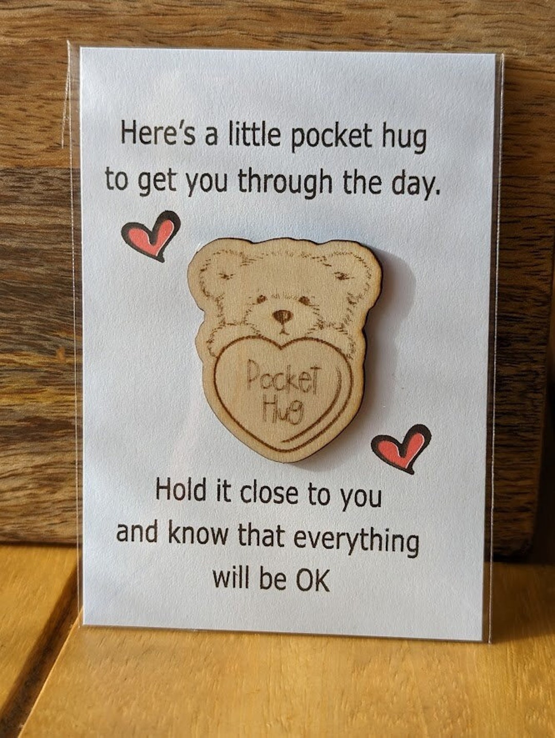 Wooden Pocket Hug FREE UK DELIVERY Thinking of You Gift for Friend ...