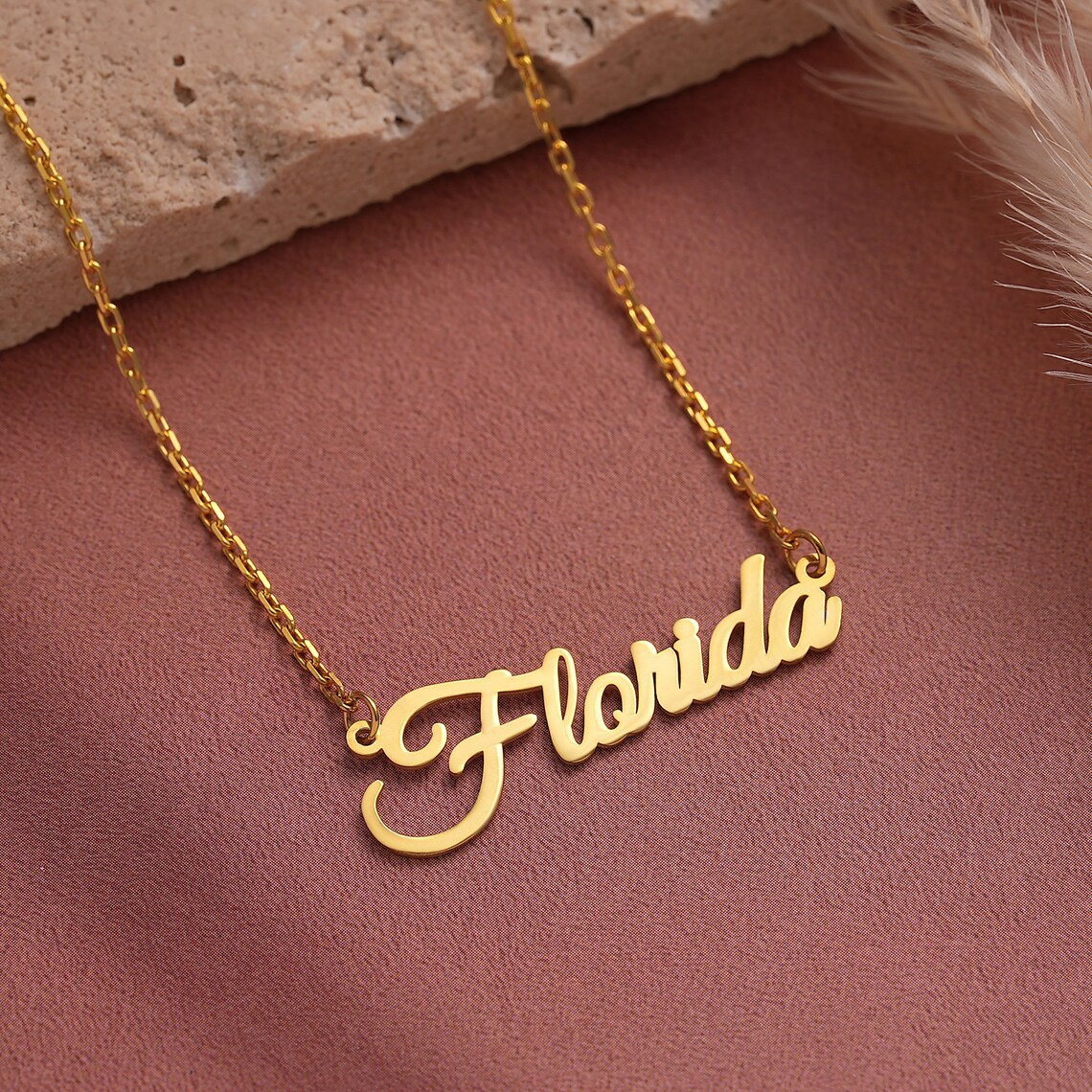 Personalized Gold Name Necklace Custom Gold Necklace Personalized Name ...