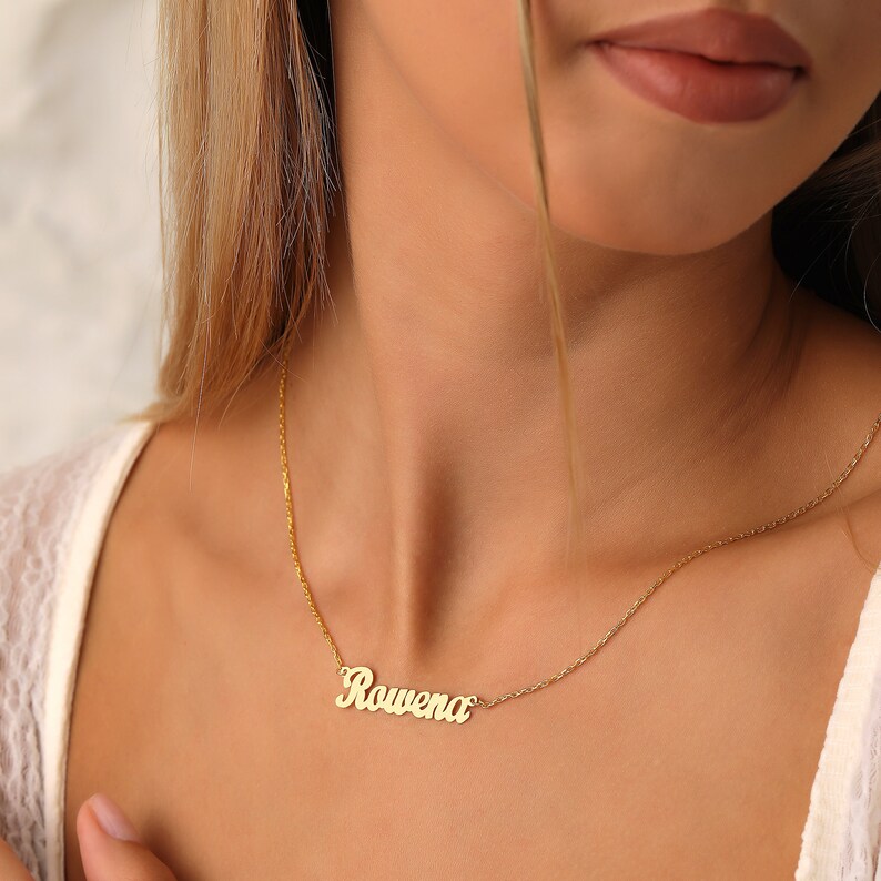 Personalized Gold Name Necklace Custom Gold Necklace Personalized Name ...