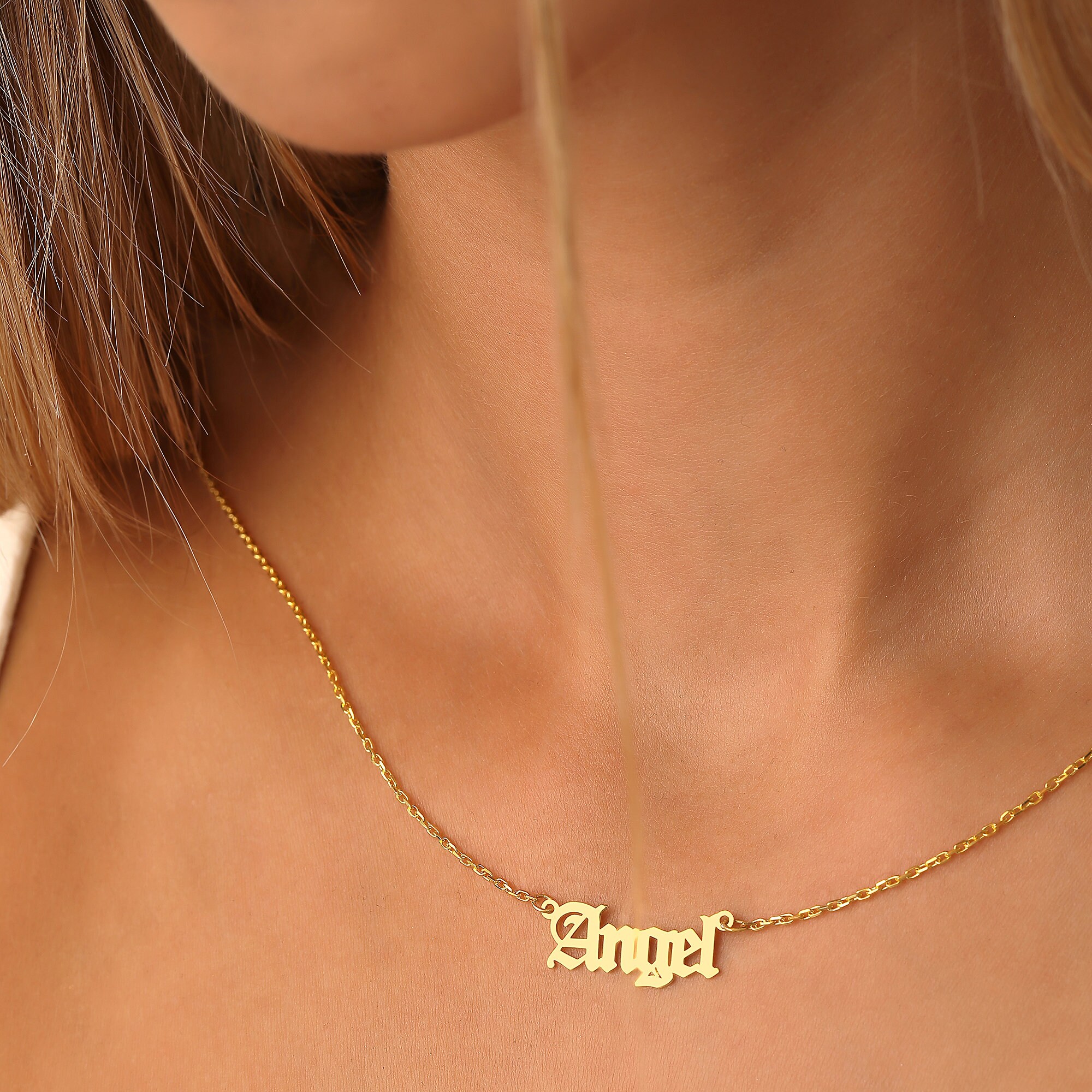 Personalized Gold Name Necklace Custom Gold Necklace Personalized Name ...