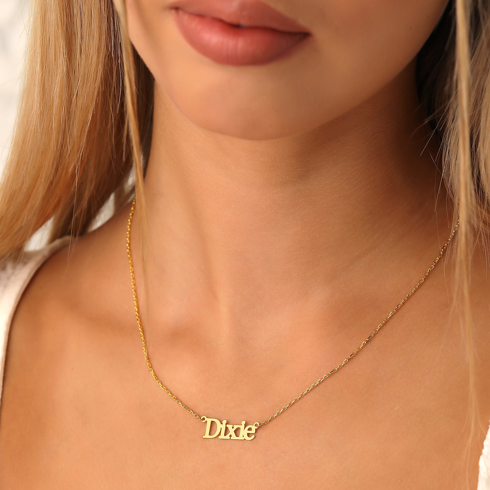Personalized Gold Name Necklace Custom Gold Necklace Personalized Name ...