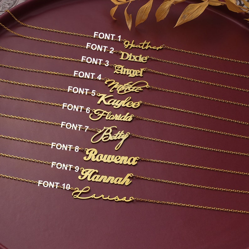 Personalized Gold Name Necklace Custom Gold Necklace Personalized Name ...