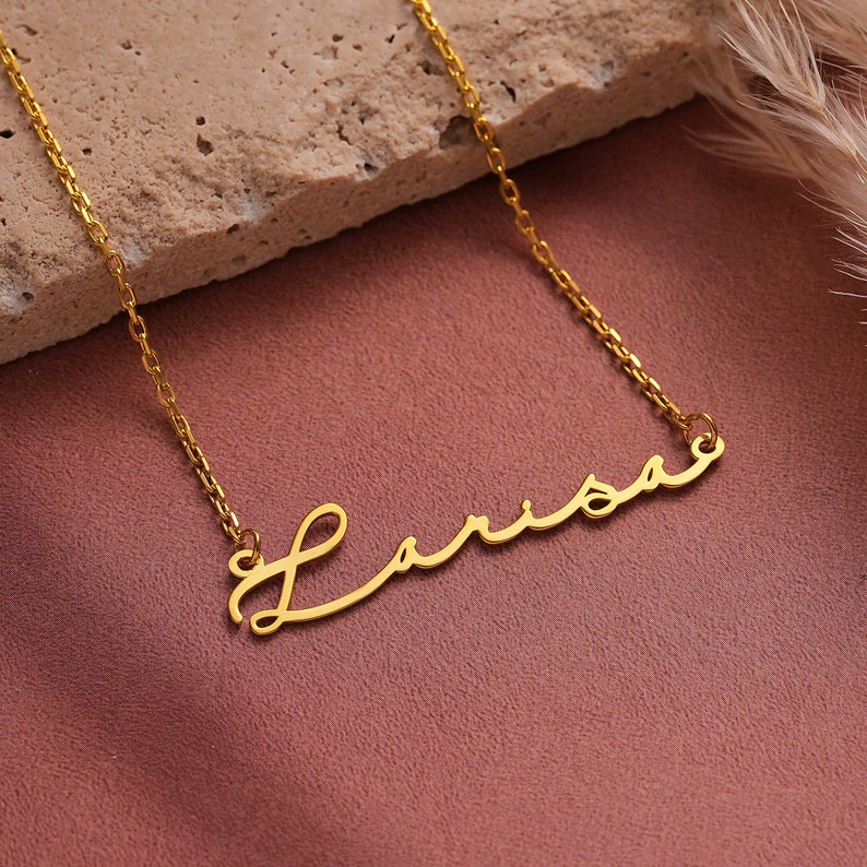 Personalized Gold Name Necklace Custom Gold Necklace Personalized Name ...