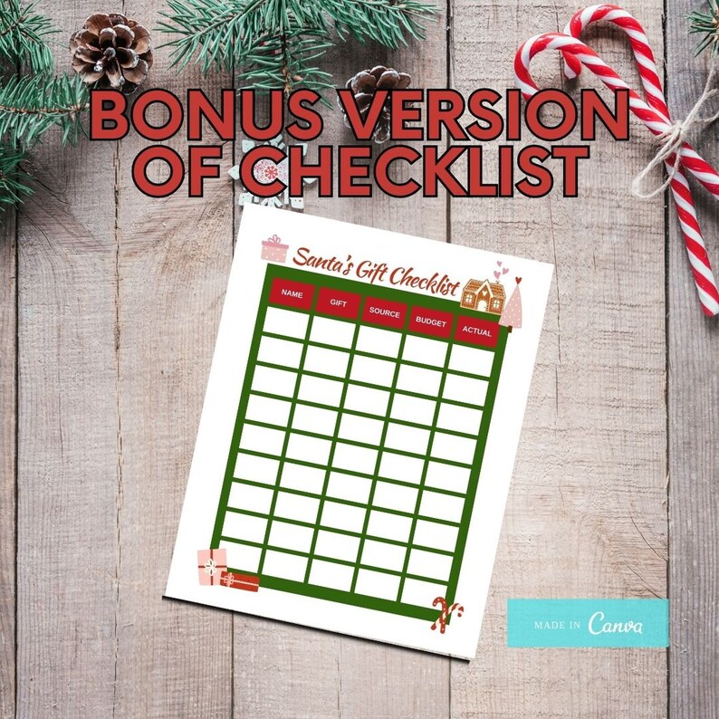 Boho Pink Santas Gift Checklist With Budget for the Holidays - Etsy