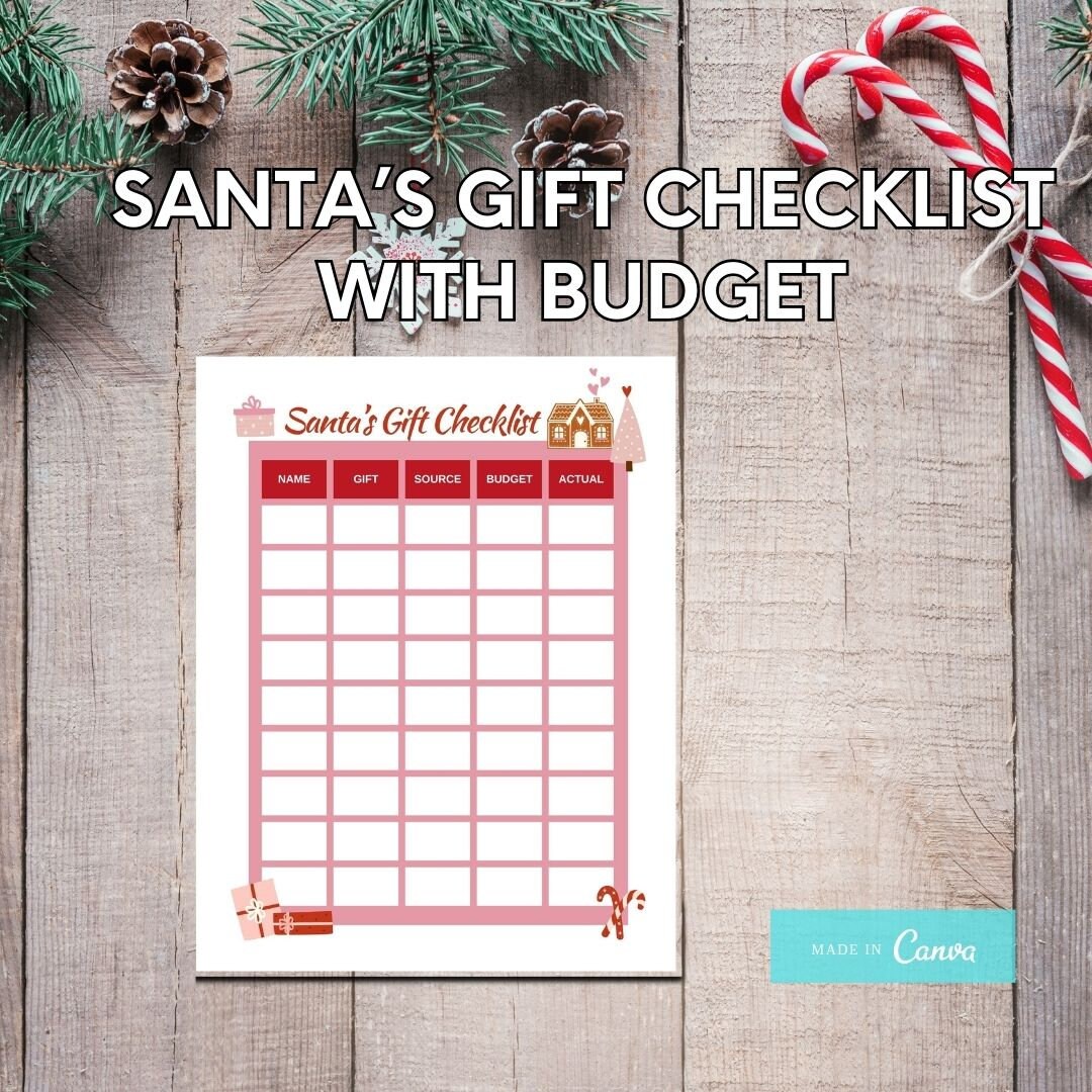 Boho Pink Santas Gift Checklist With Budget for the Holidays - Etsy