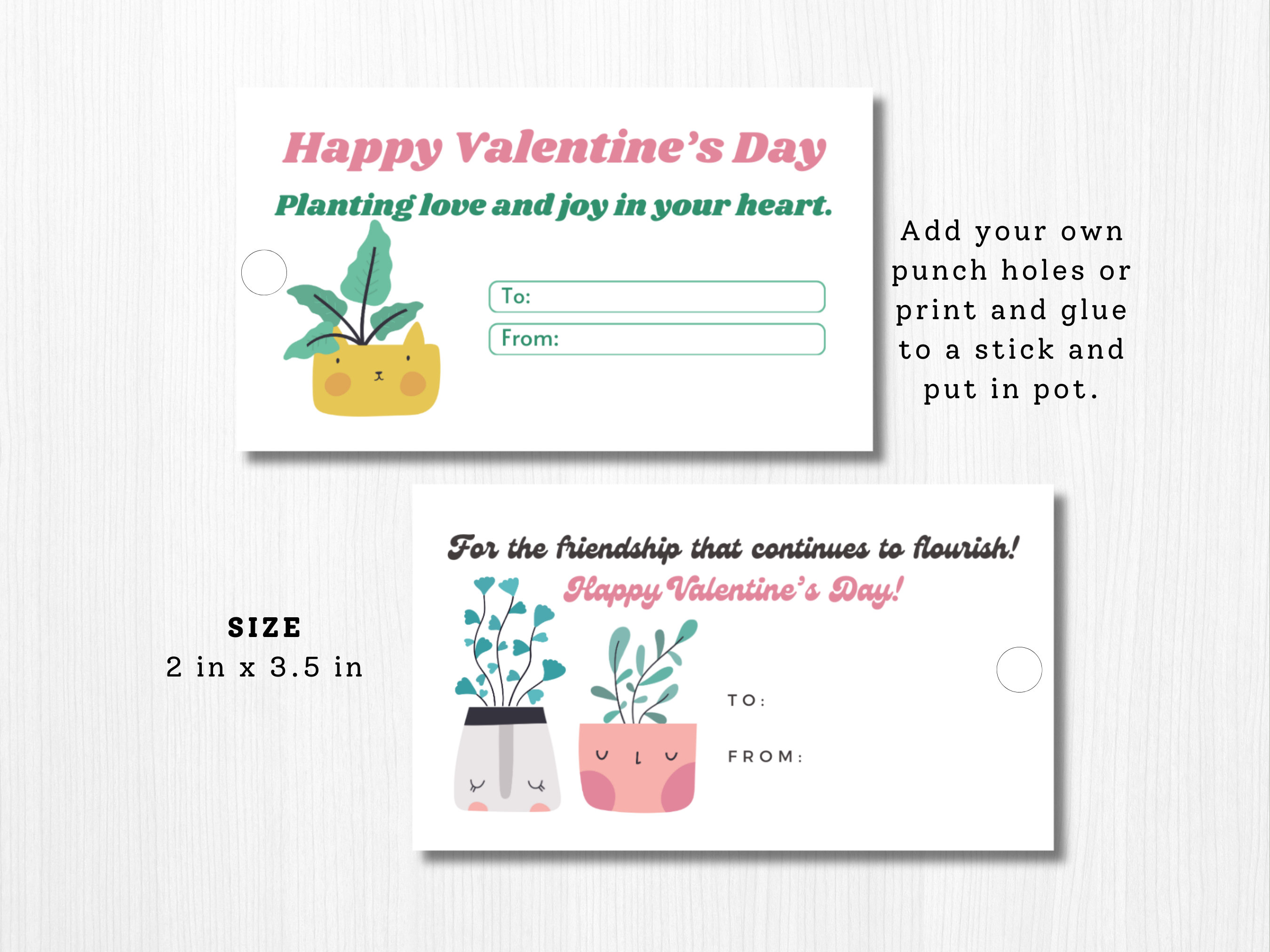 Valentine's Day Gift Tags for Plant Lovers, Friendship Valentine's ...