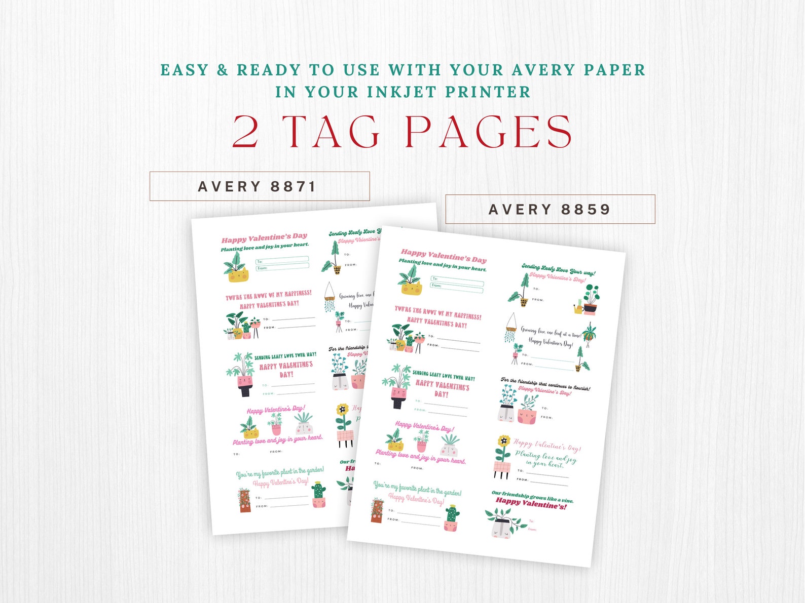 Valentine's Day Gift Tags for Plant Lovers, Friendship Valentine's ...