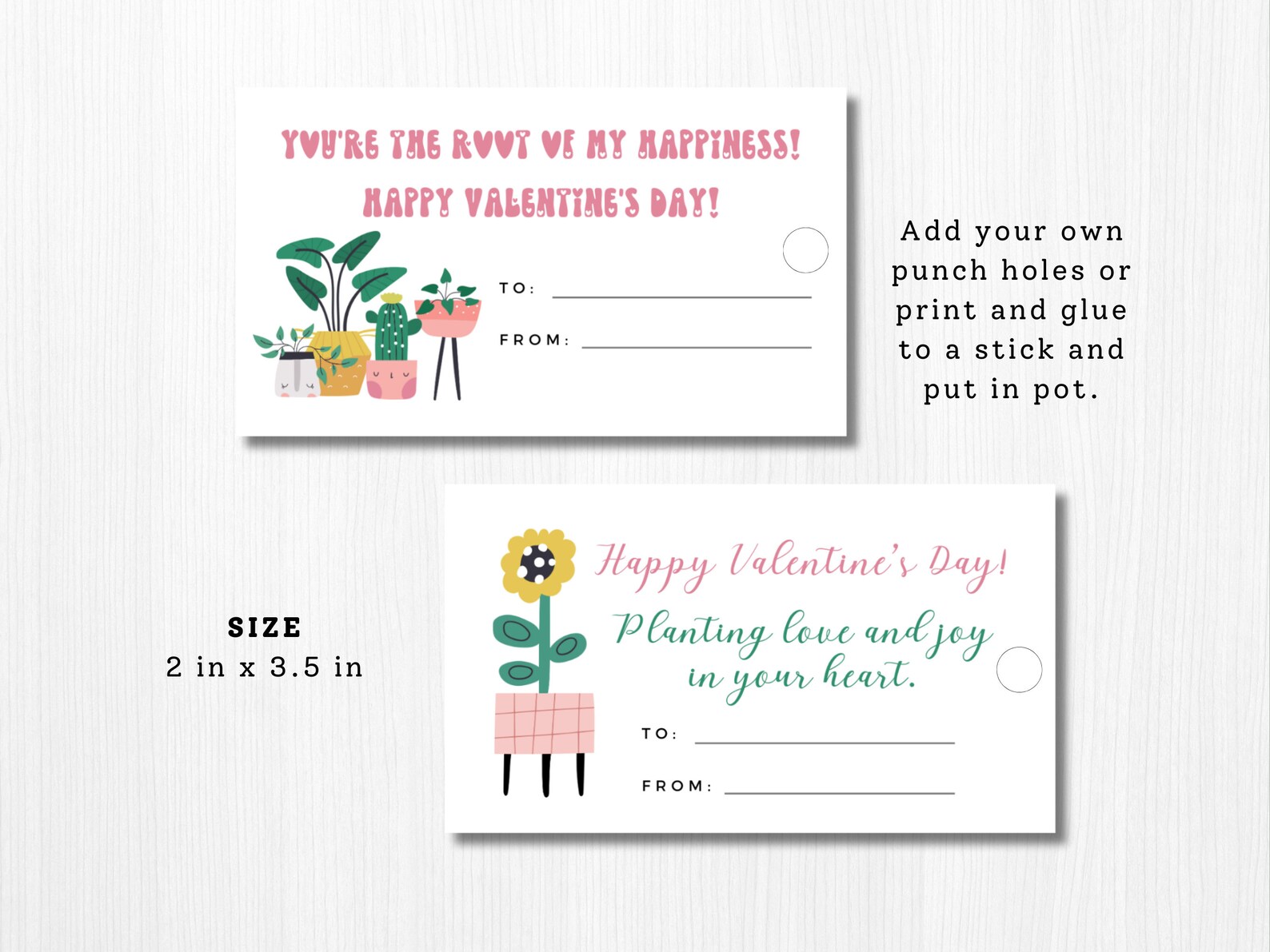 Valentine's Day Gift Tags for Plant Lovers, Friendship Valentine's ...