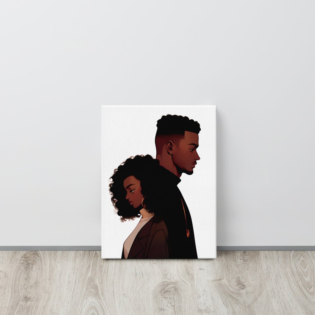 Back-2-back / Black Art Couple / Canvas Wall Art / Black Home Decor ...