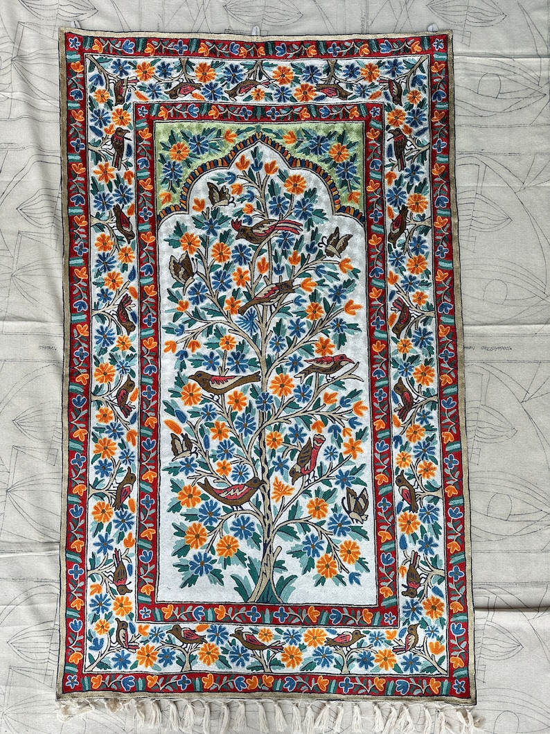Handmade 3x5 Kashmiri Silk Tapestry, Wall Hanging, Boho Home Decor Rug ...