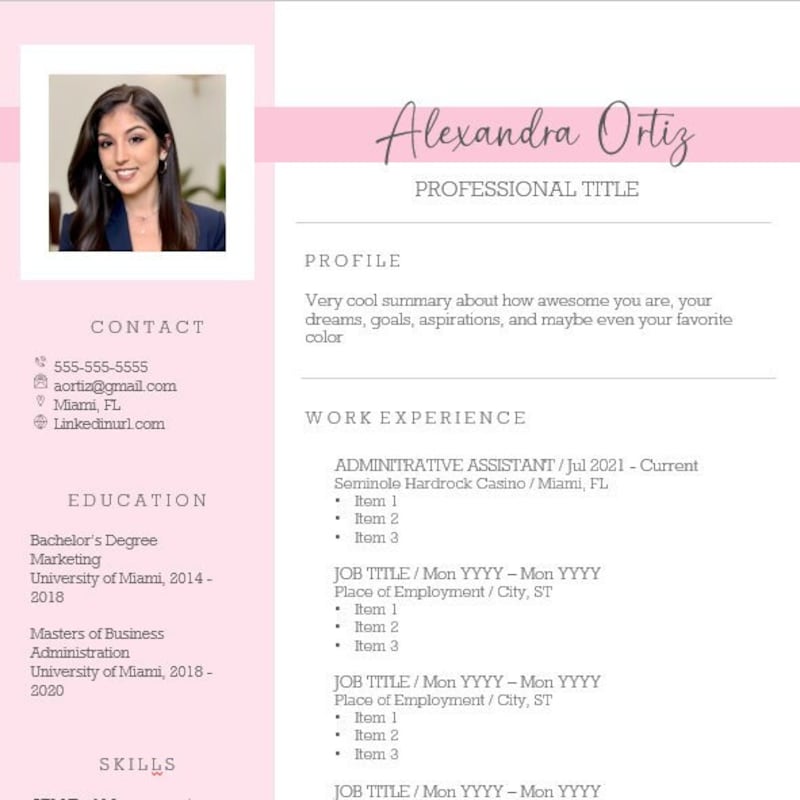 Cute Resume Template - Etsy