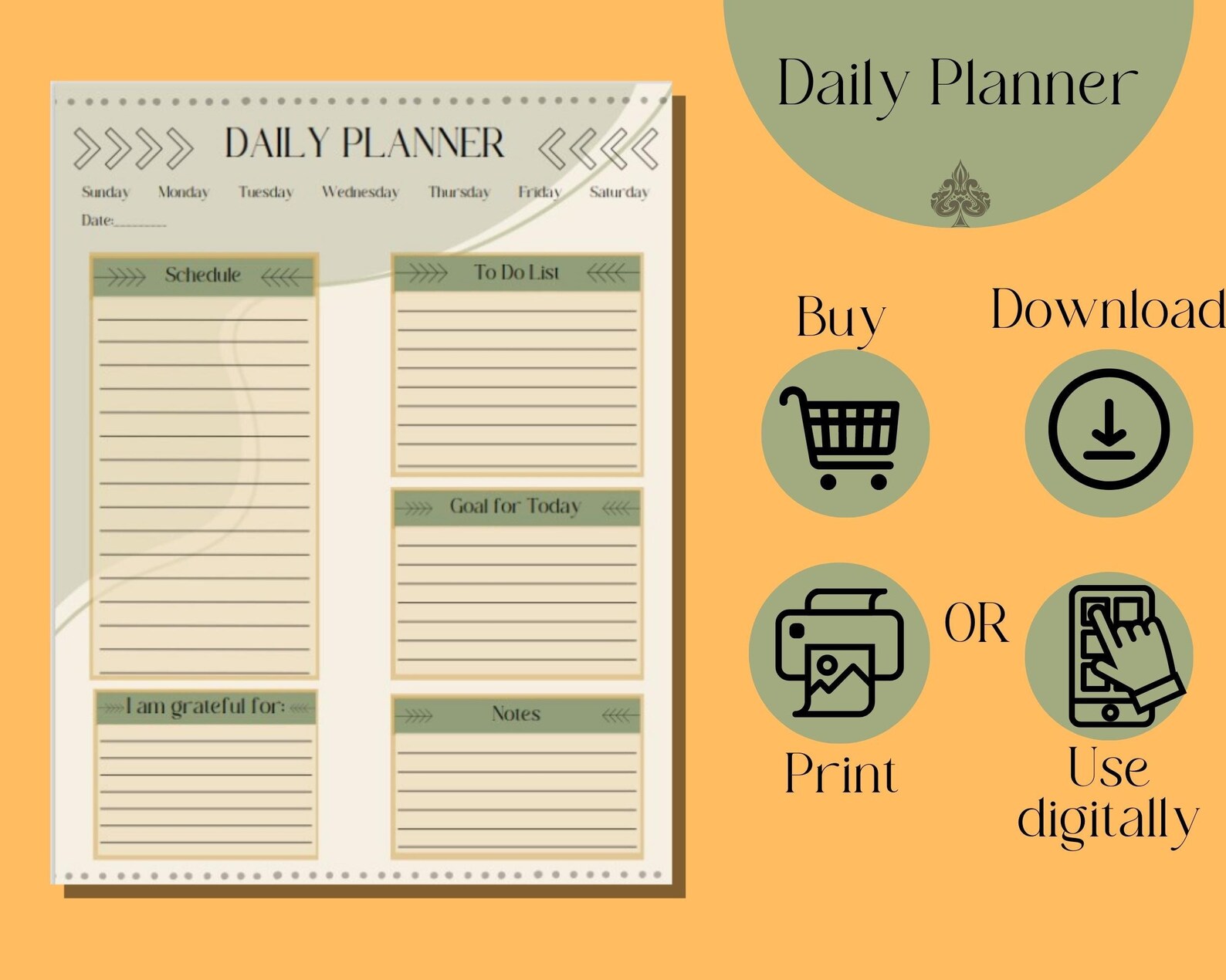 Daily Planner Printable Digital Daily Planner Minimalist Daily Planner ...