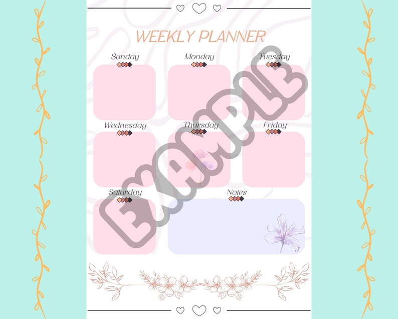 Weekly Planner Digital Undated Weekly Planner Printable Colorful Weekly ...
