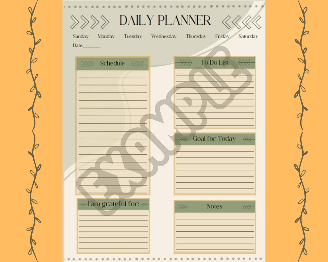 Daily Planner Printable Digital Daily Planner Minimalist Daily Planner ...