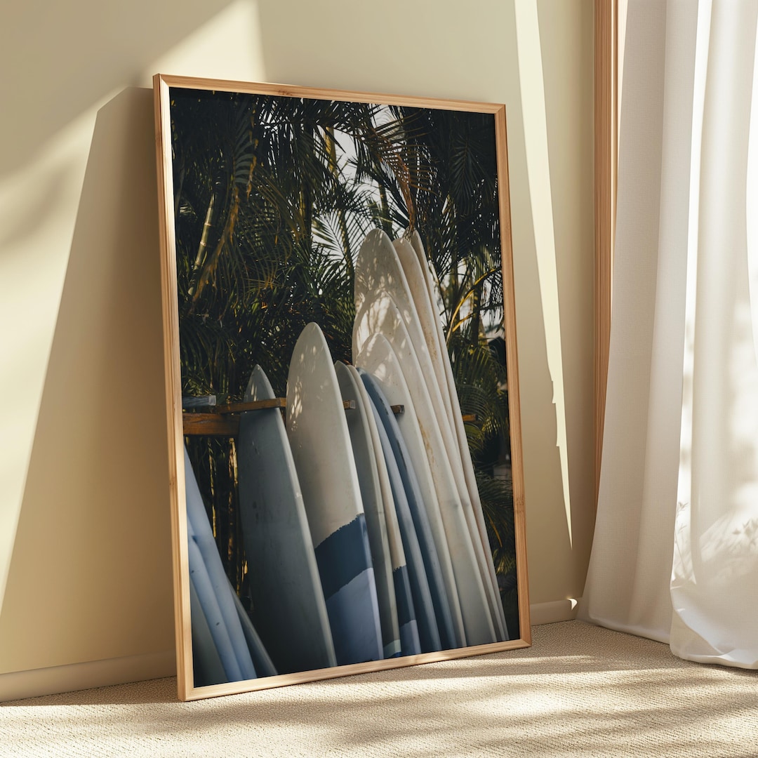 Surfboard Prints, Surfer Poster - Coastal Home Decor, Tropical Surf ...