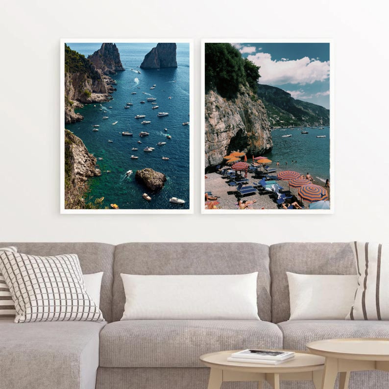 Set of 2 Amalfi Coast Prints, Italian Coast Print, Italian Summer Print ...