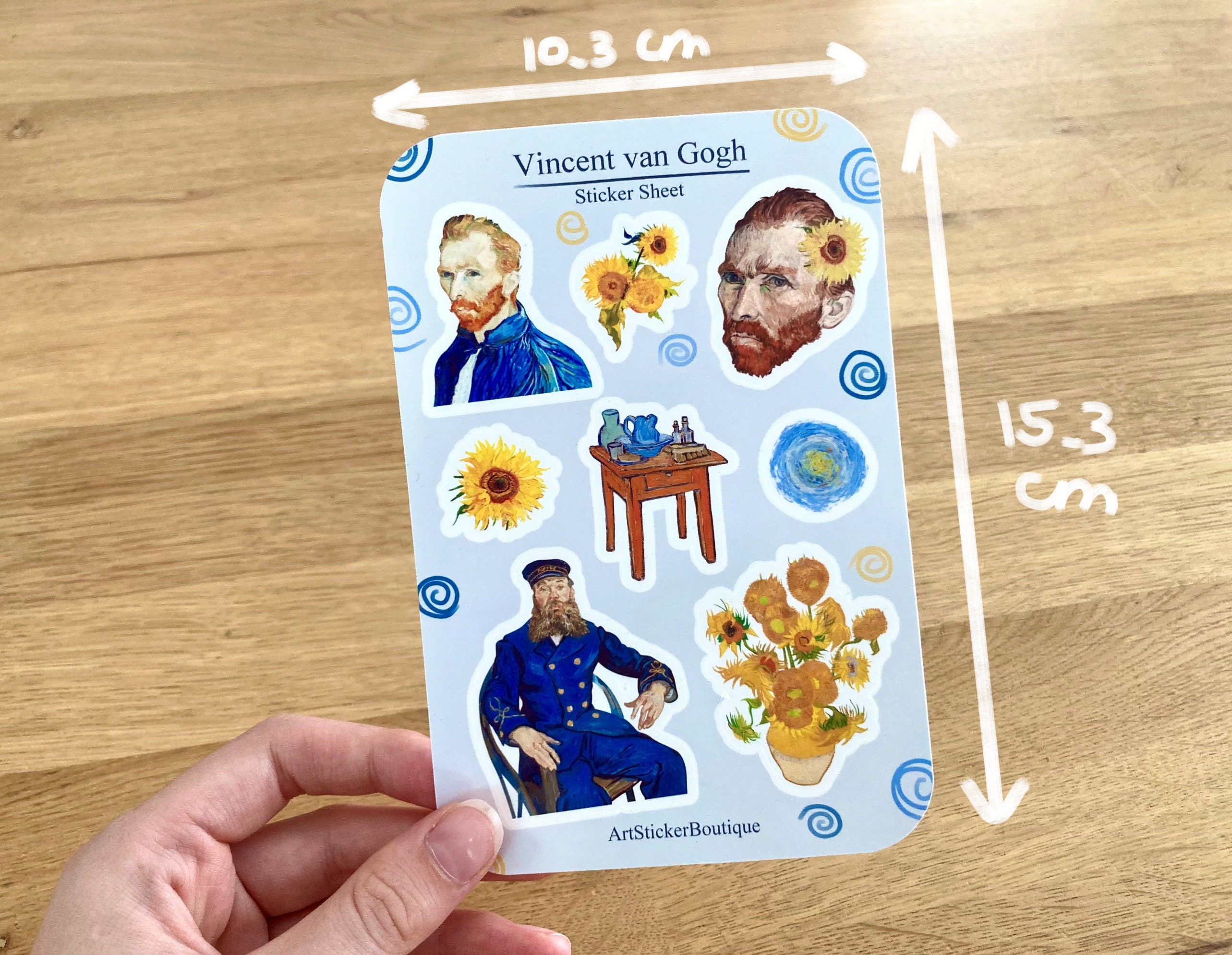 Sticker Sheet Vincent Van Gogh, 8 Fine Art Stickers With Aesthetic ...