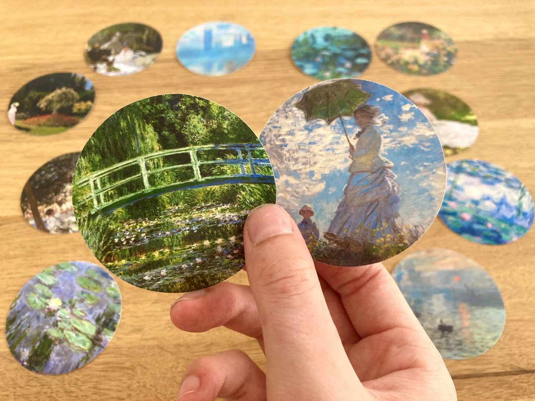 Sticker Pack Claude Monet, Set of 12 Round Art Stickers, Glossy Vinyl ...