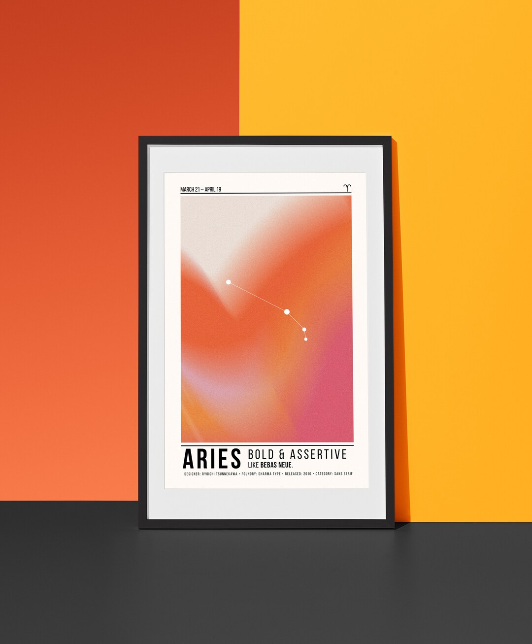 Astrology Typography Poster: Aries Constellation Zodiac Wall Art Star ...