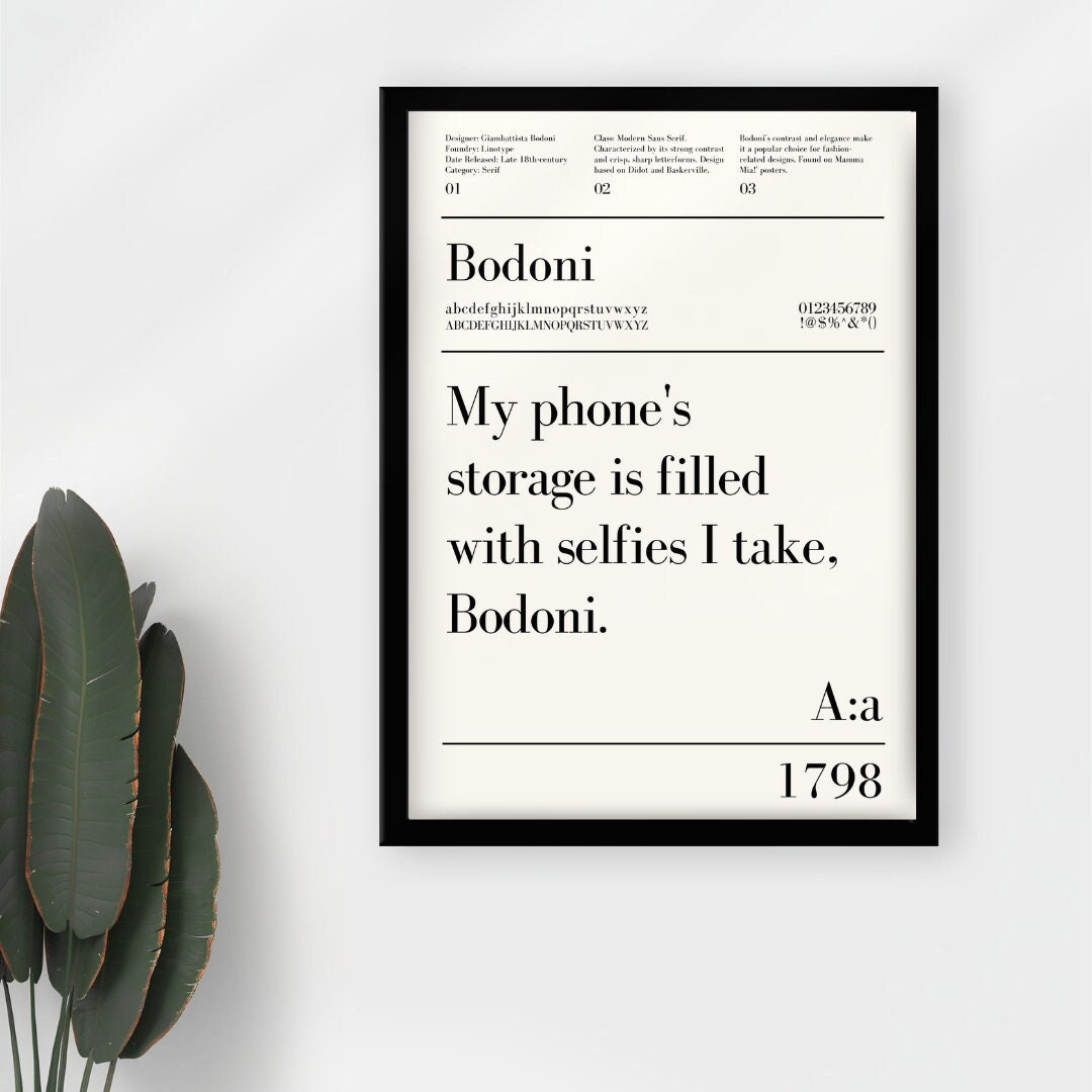 Play on Fonts Poster: Bodoni Play on Words Poster Humor Modern Wall ...
