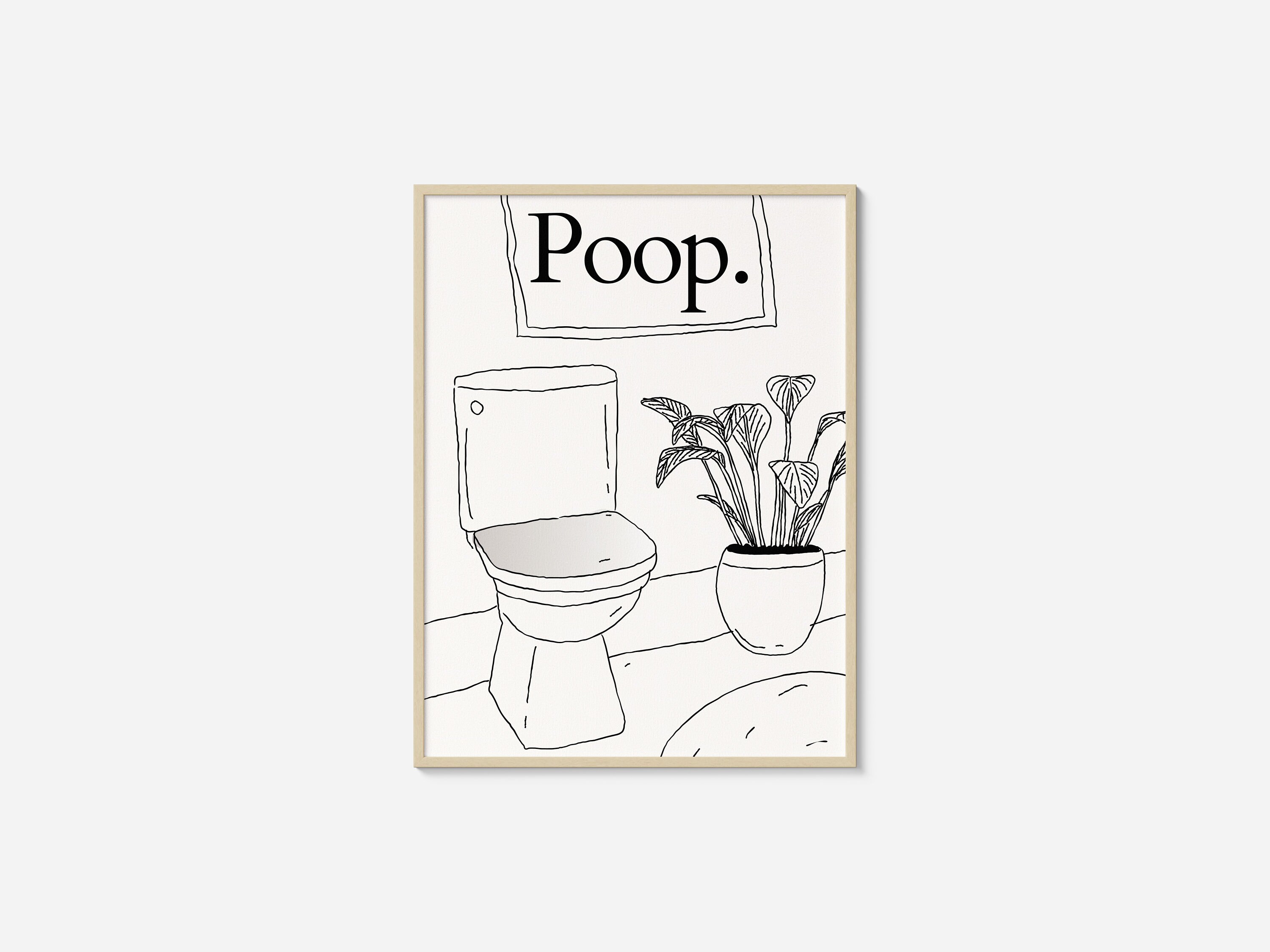 Minimalist Home Poster: poop, Bathroom Typeface Wall Art Hand-drawn ...