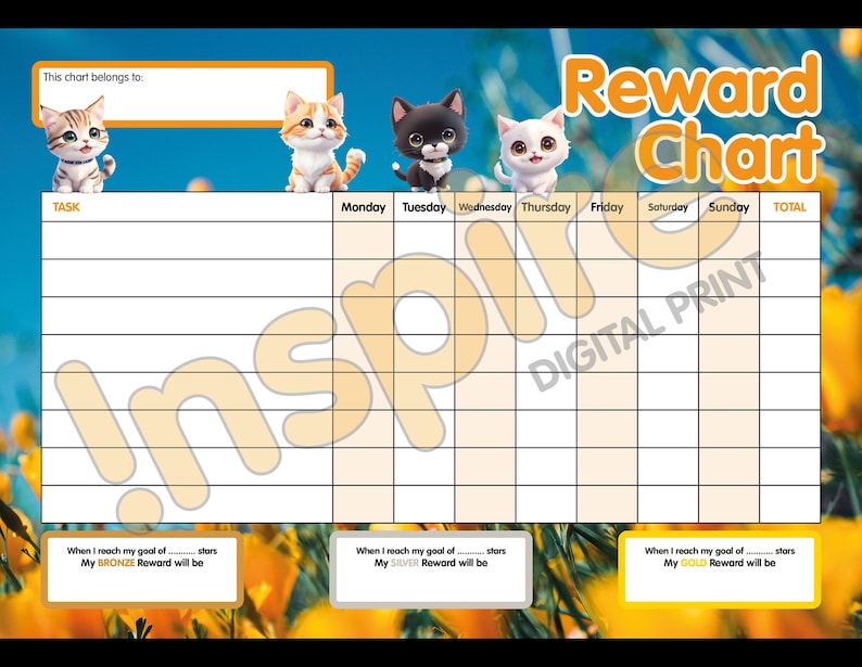 Kitten Reward Chart Printable Instant Download - Etsy Australia