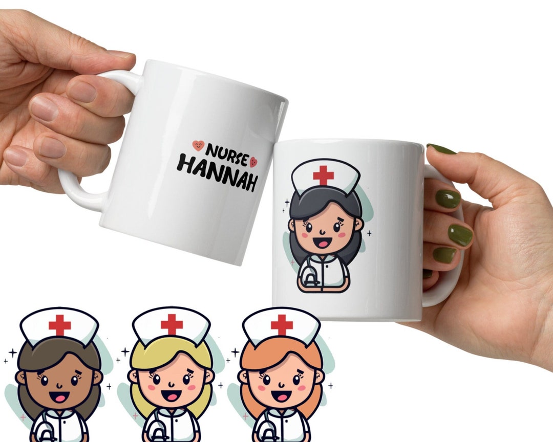 Personalised Nurse Mug With Character, Nurse Coffee Cup, New Nurse Gift ...