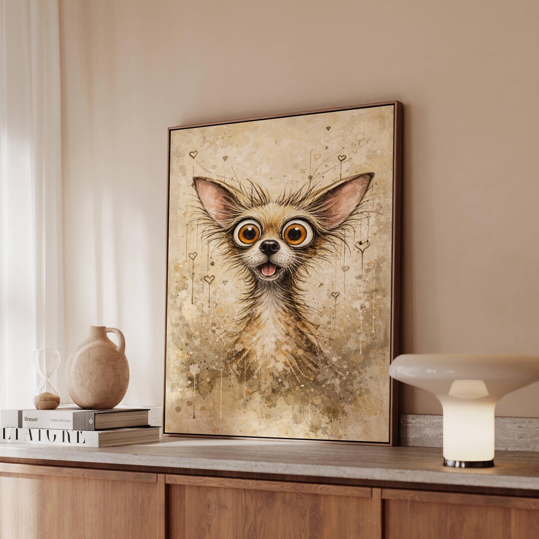 Neutral Chihuahua Wall Art, Farmhouse Dog Print, Beige Minimal Pet ...