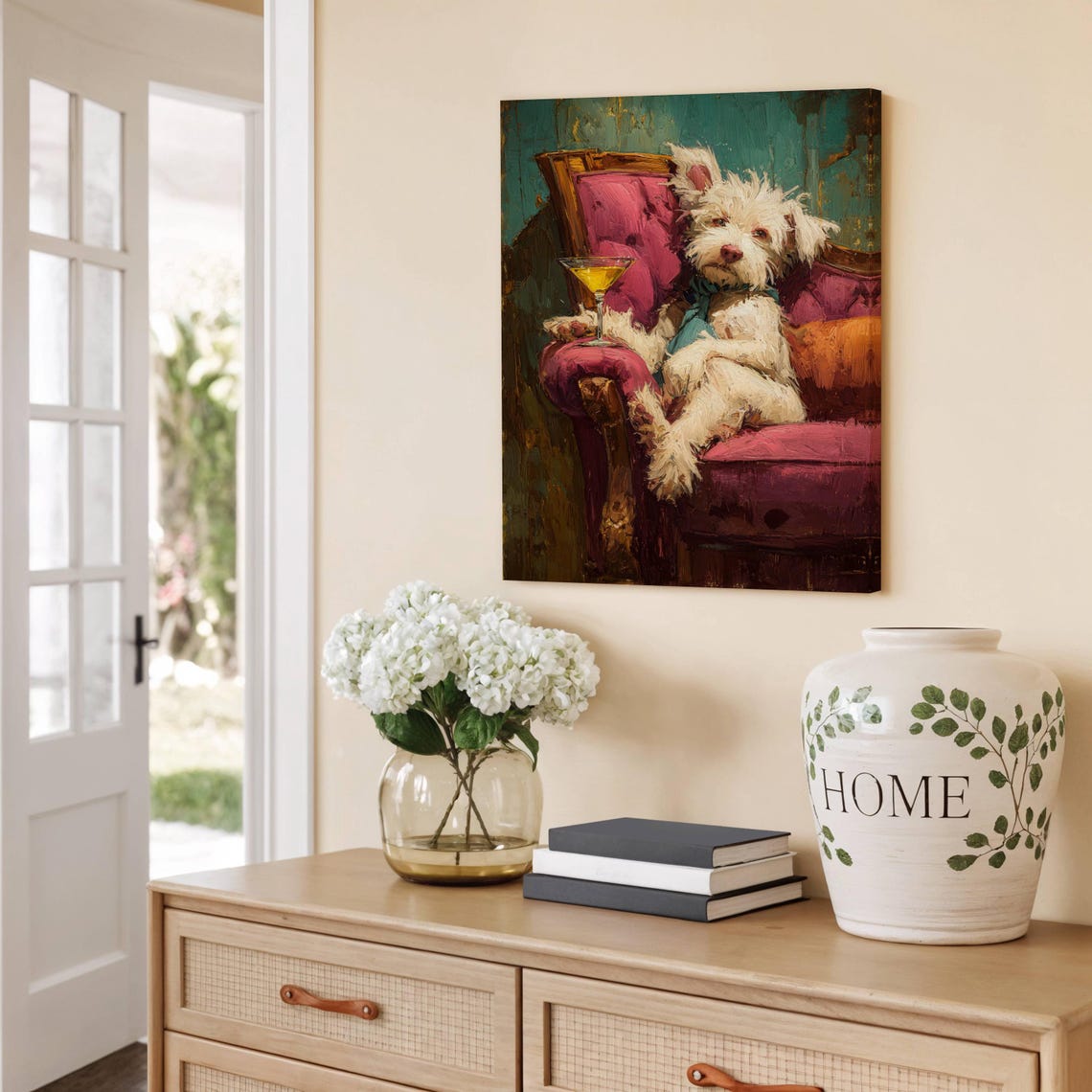 Fluffy Dog Cocktail Art Print, Vintage Glam Lounge Pup Wall Decor - Etsy