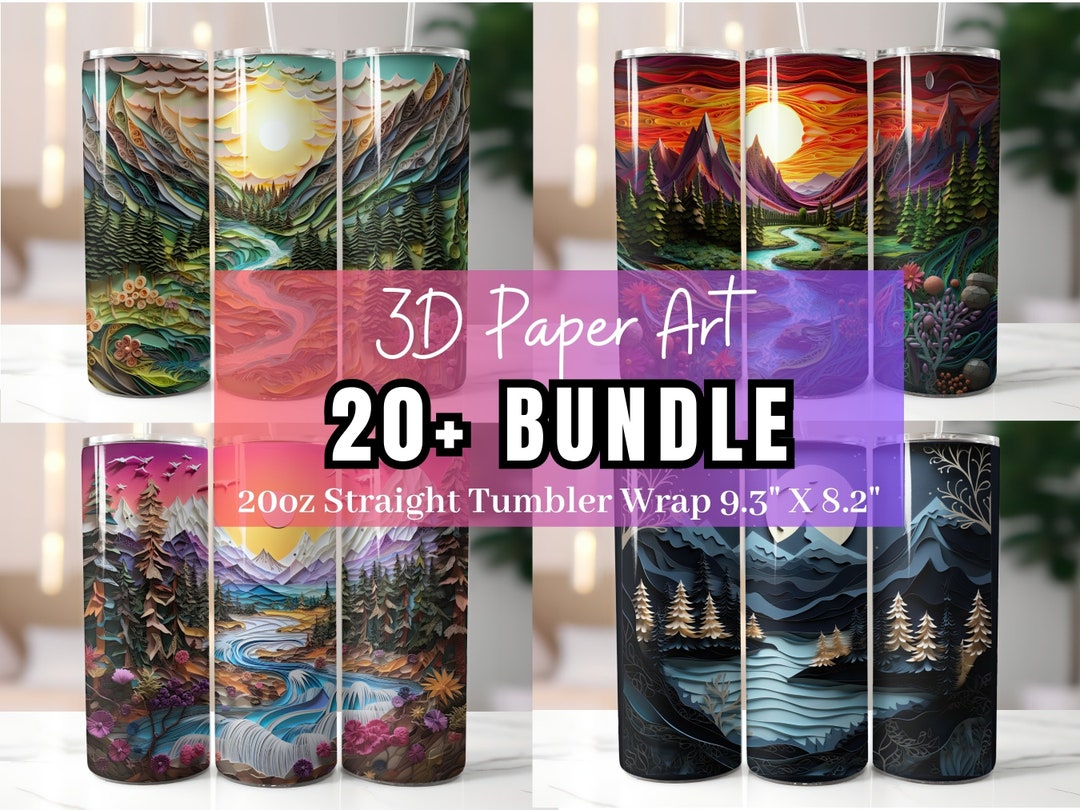 3D Paper Art 20oz Tumbler Sublimation Stained Glass Design, Realistic ...