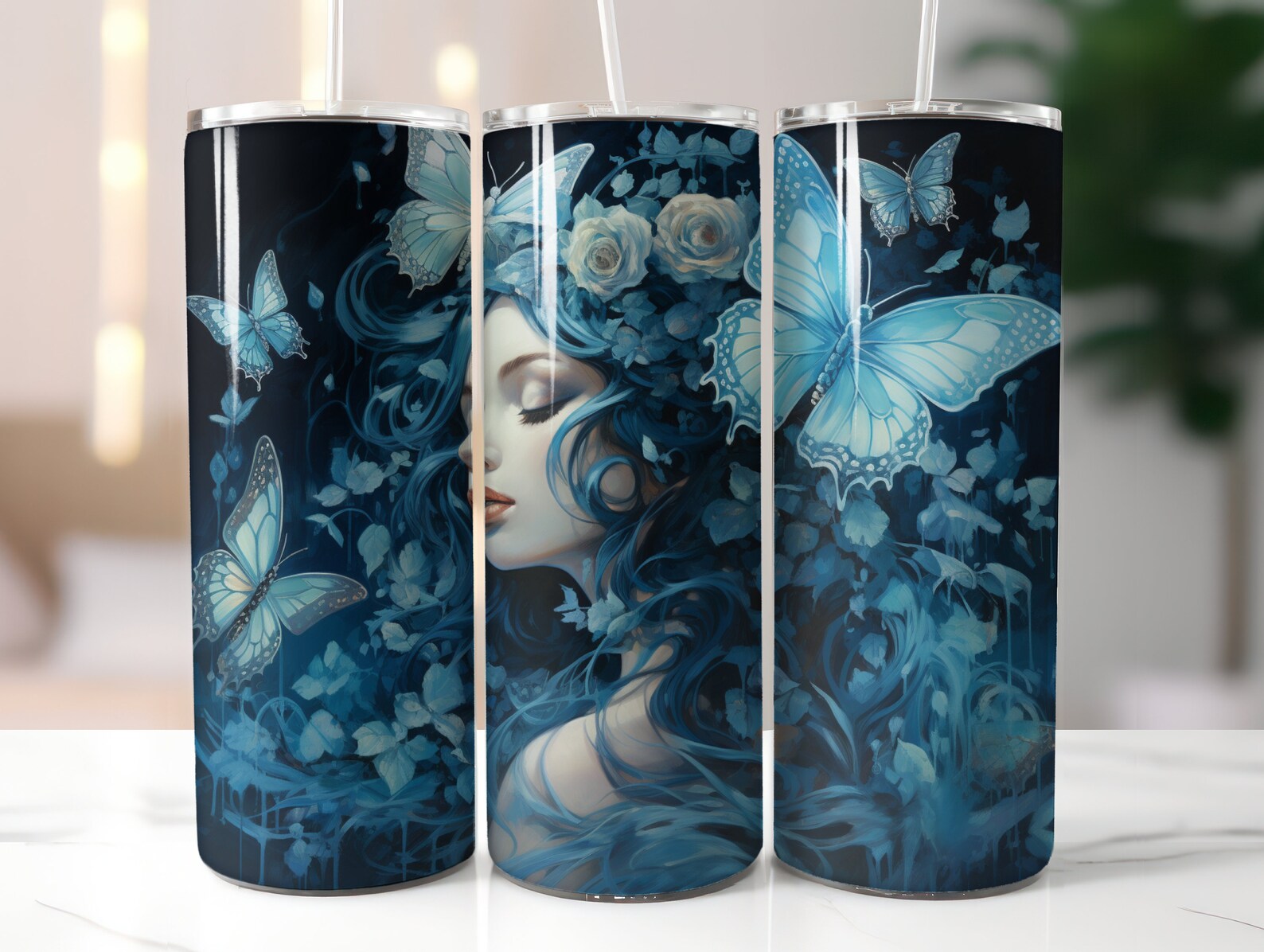 3D Butterfly 20oz Tumbler Sublimation Stained Glass Design, Realistic ...