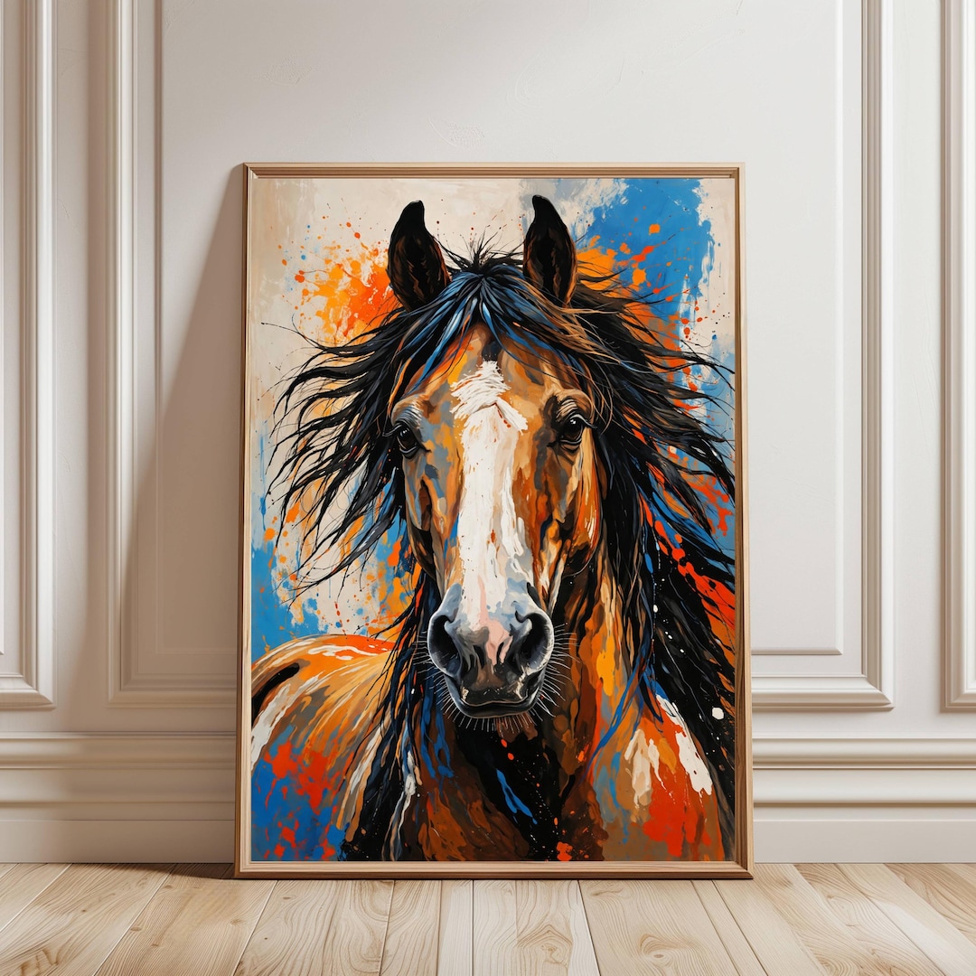 Abstract Horse Wall Art, Modern Equine Painting, Colorful Horse Canvas ...