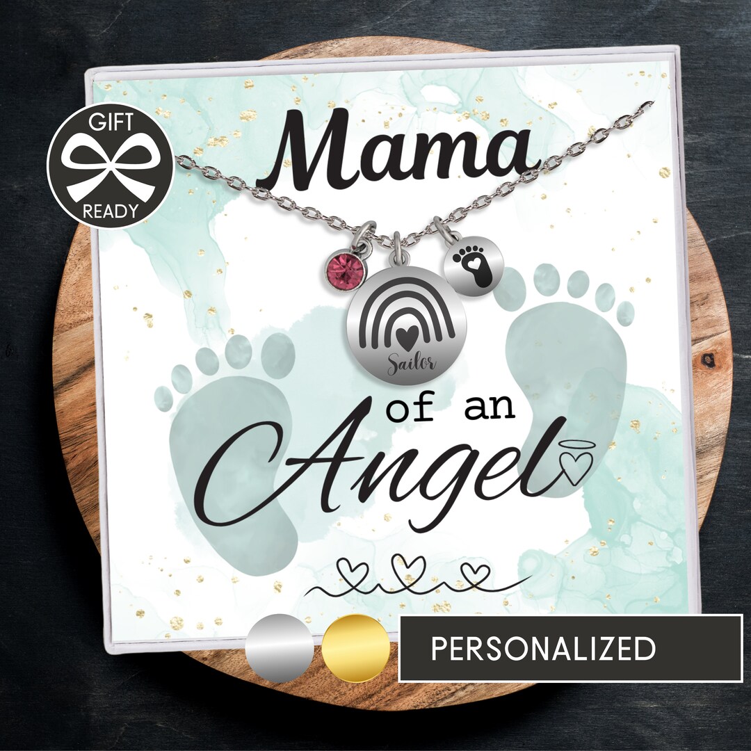 Personalized Miscarriage Necklace Custom Baby Sympathy Gift Angel Mama ...