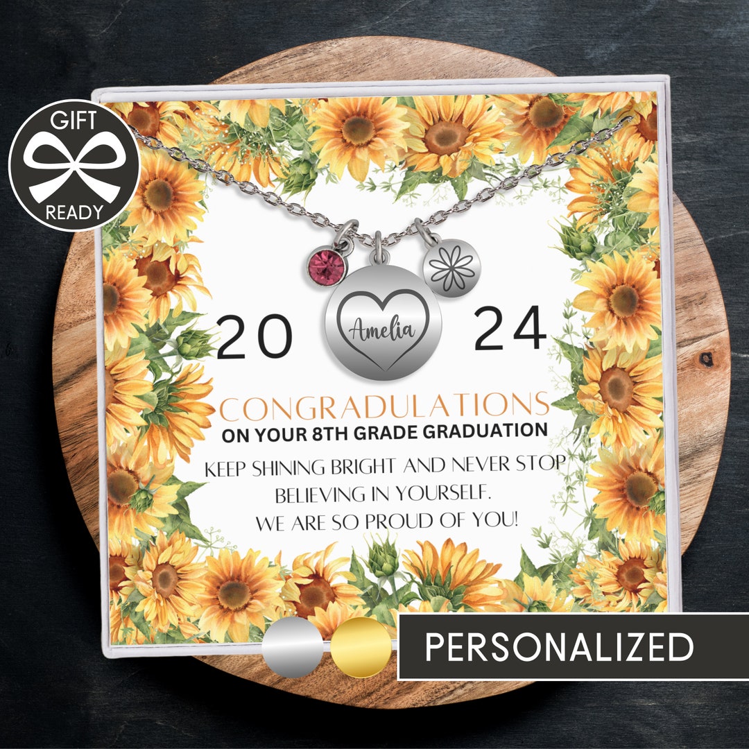 Personalized 8th Grade Graduation Necklace Custom Grade 8 Gift Graduate ...