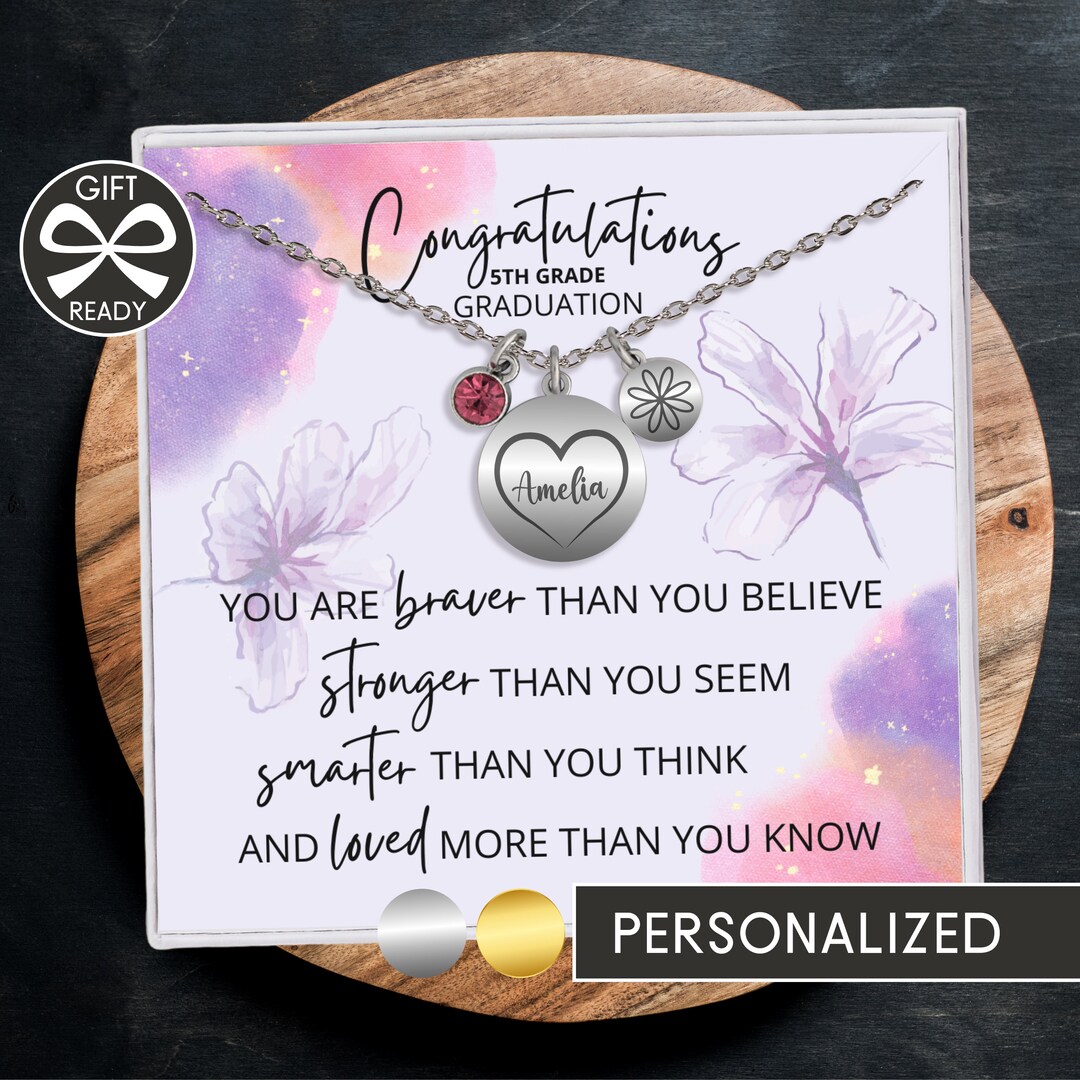 Personalized 5th Grade Graduation Necklace Custom Fifth Grade Gift 5th ...