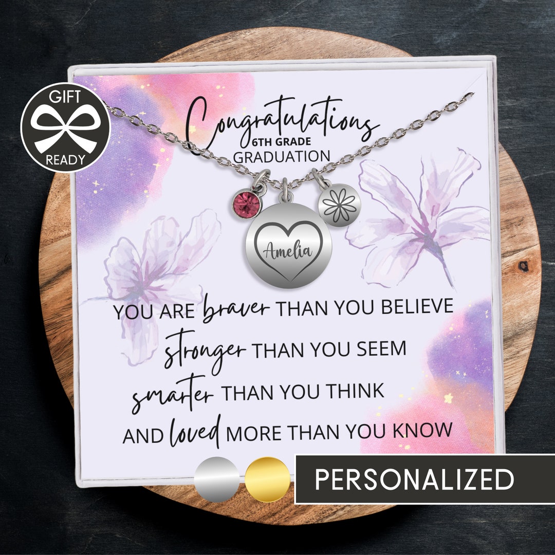 Personalized 6th Grade Graduation Necklace Custom Sixth Grade Gift 6th ...