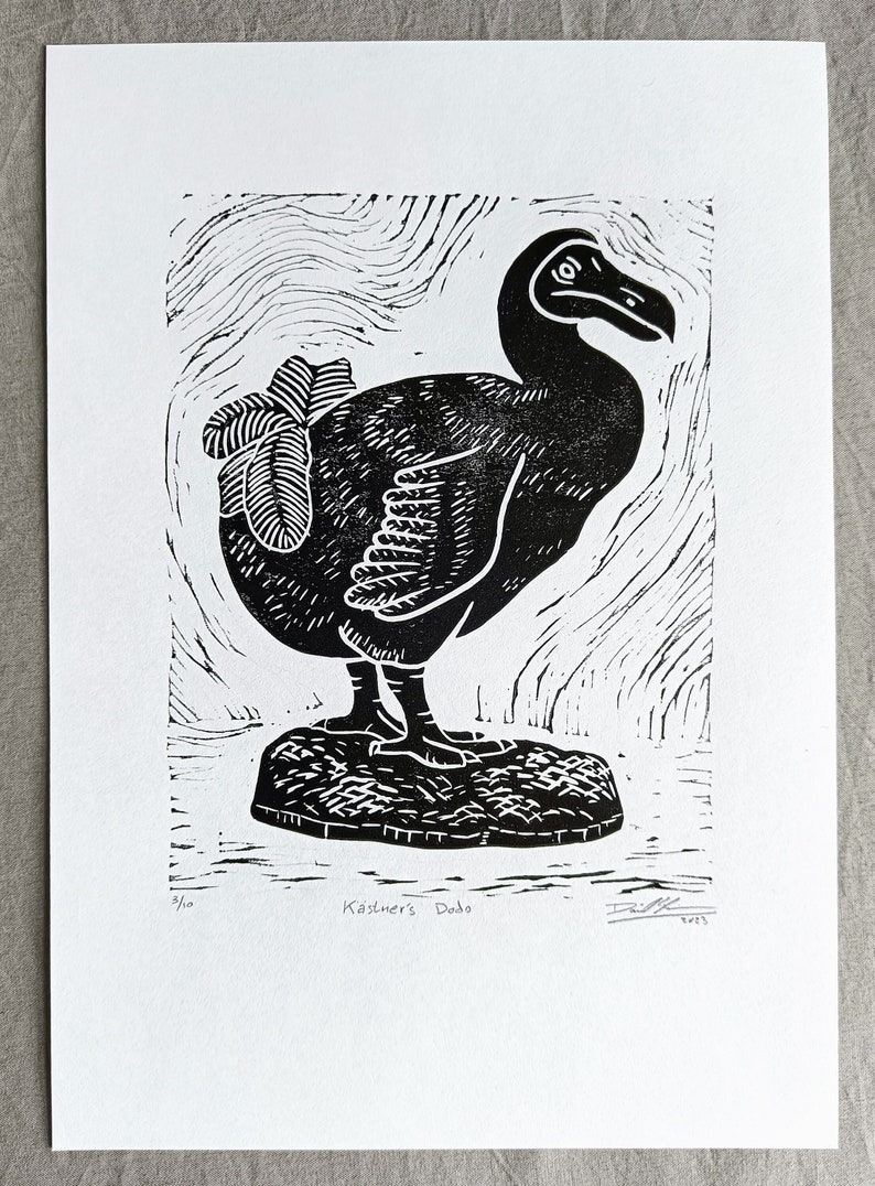 Dodo Bird Linocut Print - Original Handmade Lino Print of a Dodo Bird ...
