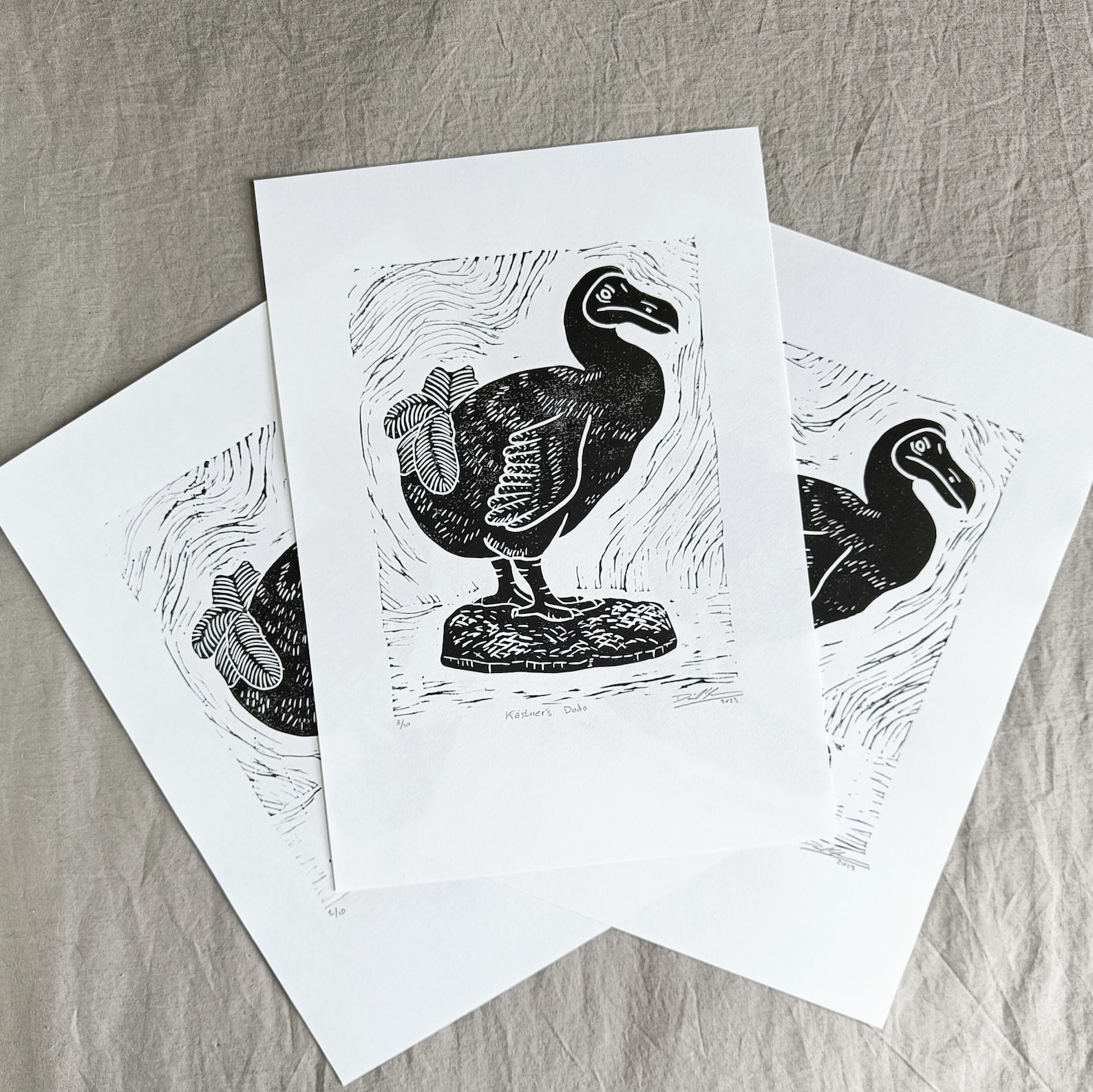 Dodo Bird Linocut Print - Original Handmade Lino Print of a Dodo Bird ...