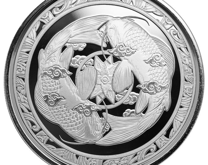 Black & Red Lucky Koi Fish Tai Chi Coin Collectible Magic Souvenir ...